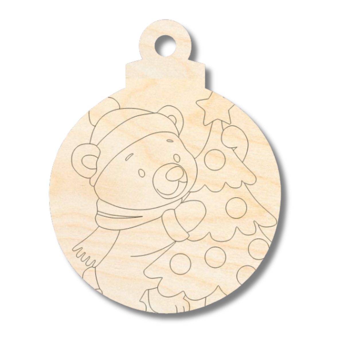Unfinished Wood Etched Polar Bear Ornamet Shape | Paint By Line Crafts ...