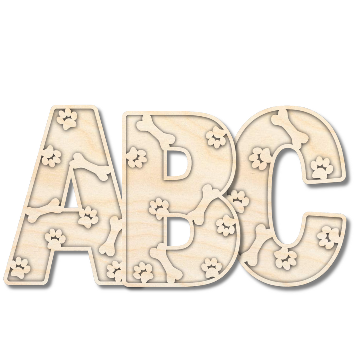Unfinished Wood Layered Themed Letters | Paw Print | A-Z | 2 Piece | u ...