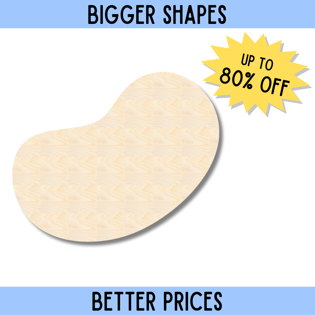Bigger Better | Unfinished Wood Jellybean Shape | DIY Craft Cutout ...