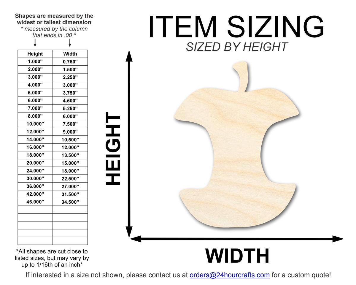 Unfinished Wood Apple Core Shape | DIY Fruit Craft | Up to 36" – 24 ...