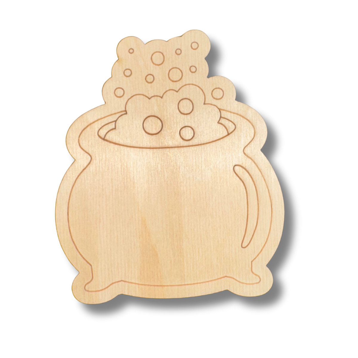 Unfinished Wood Etched Bubbling Witch Cauldron Shape | Paint By Line C ...