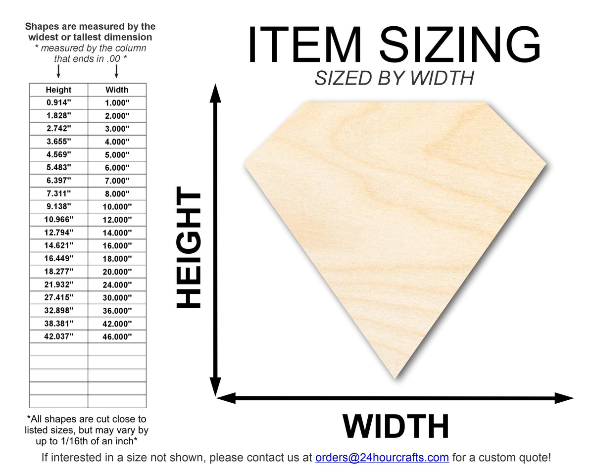 Unfinished Wood Diamond Shape | DIY Craft Cutout | Up to 36" – 24 Hour ...