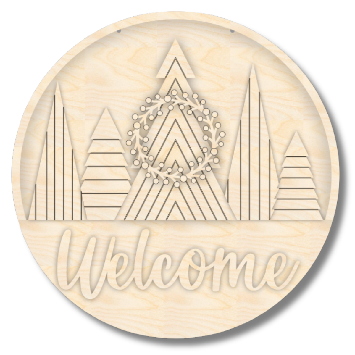 Unfinished Welcome Etched Tree Door Sign Kit | Wood Craft Cutouts | 1 ...