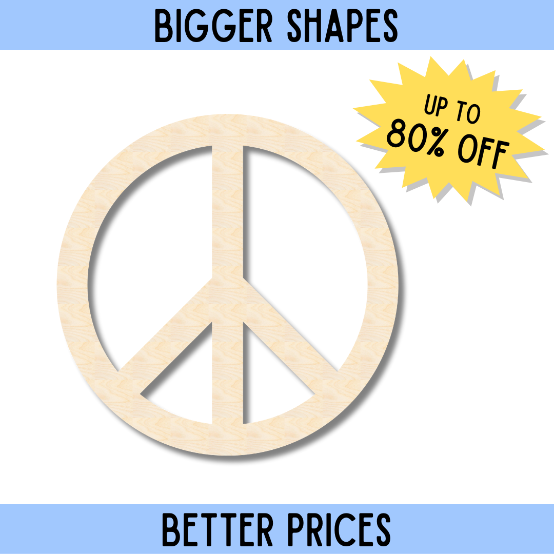 Bigger Better | Unfinished Wood Peace Symbol Shape | DIY Craft Cutout ...