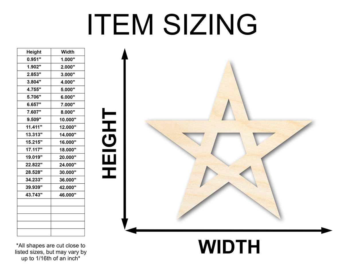 Unfinished Wood Pentagram Shape | Craft Cutout | up to 46" DIY – 24 ...