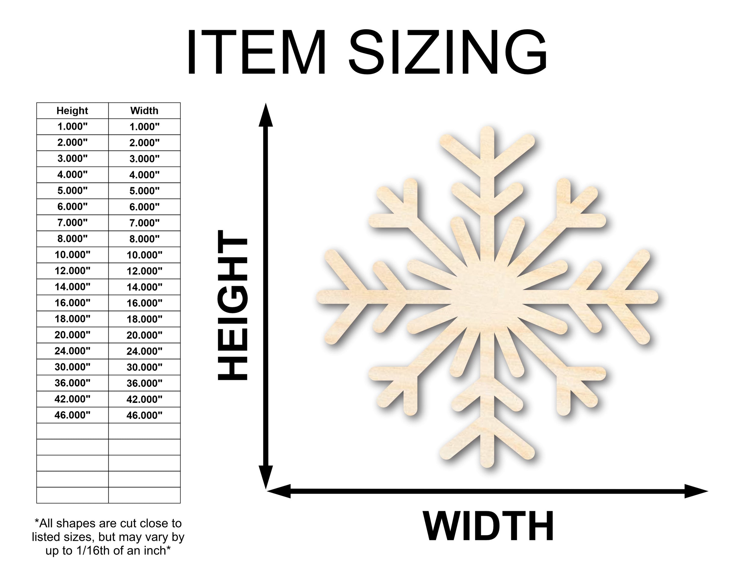 Unfinished Wood Snowflake Shape - Winter Decor - Craft - up to 24" – 24 ...