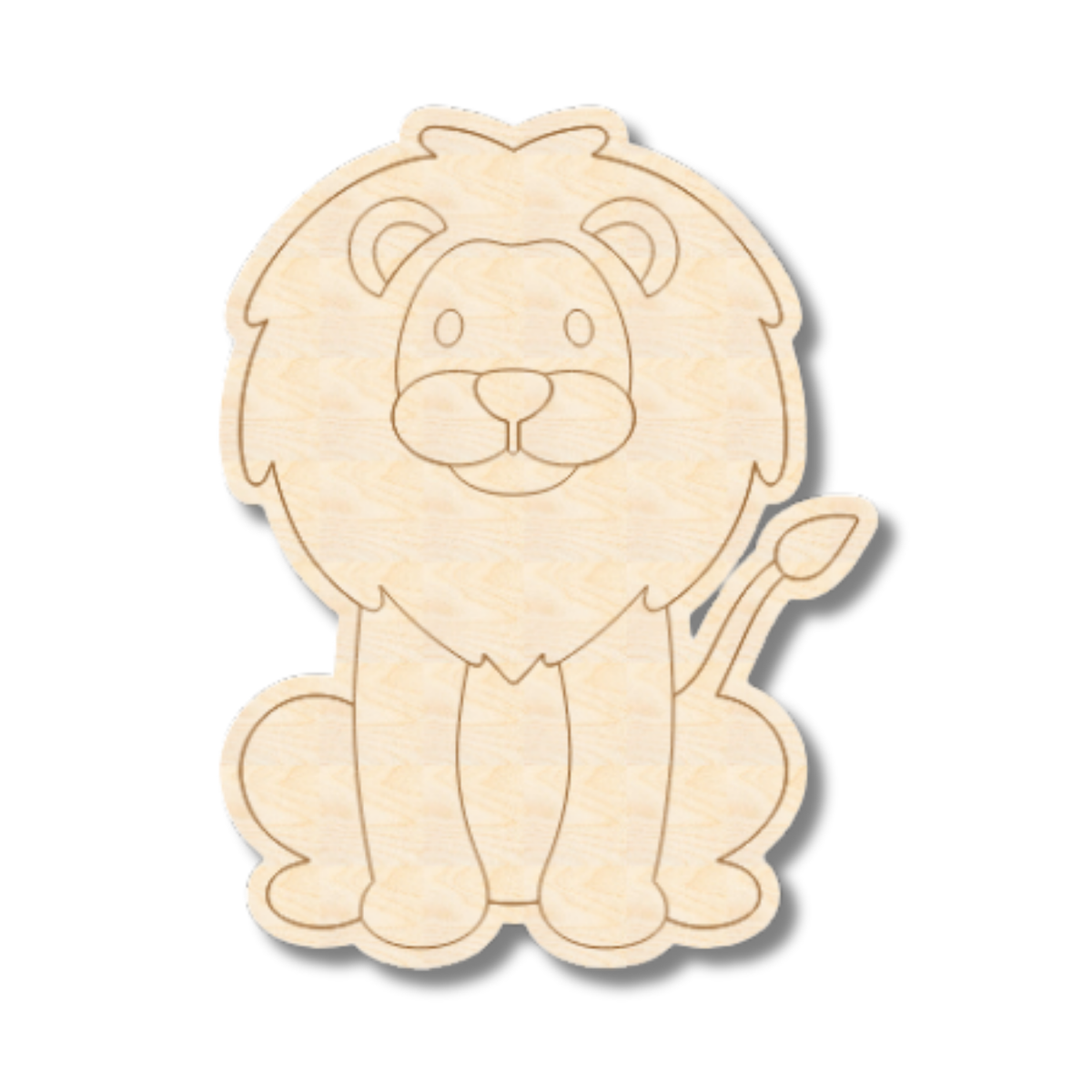 Unfinished Wood Etched Lion Shape | Paint By Line Crafts | up to 30" D ...