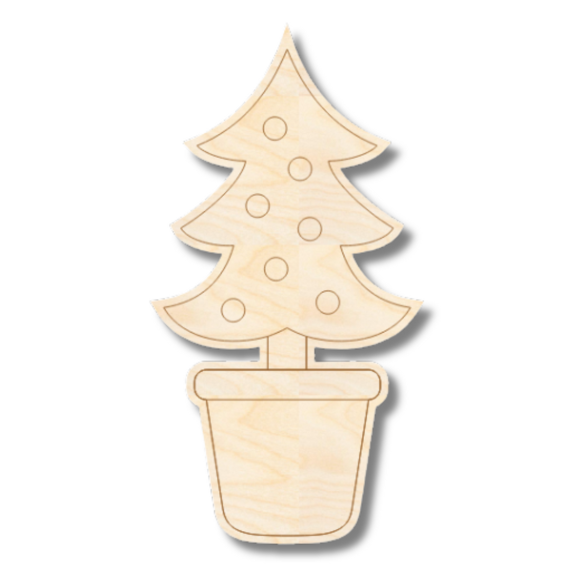 Unfinished Wood Etched Small Christmas Tree Shape | Paint By Line Craf ...