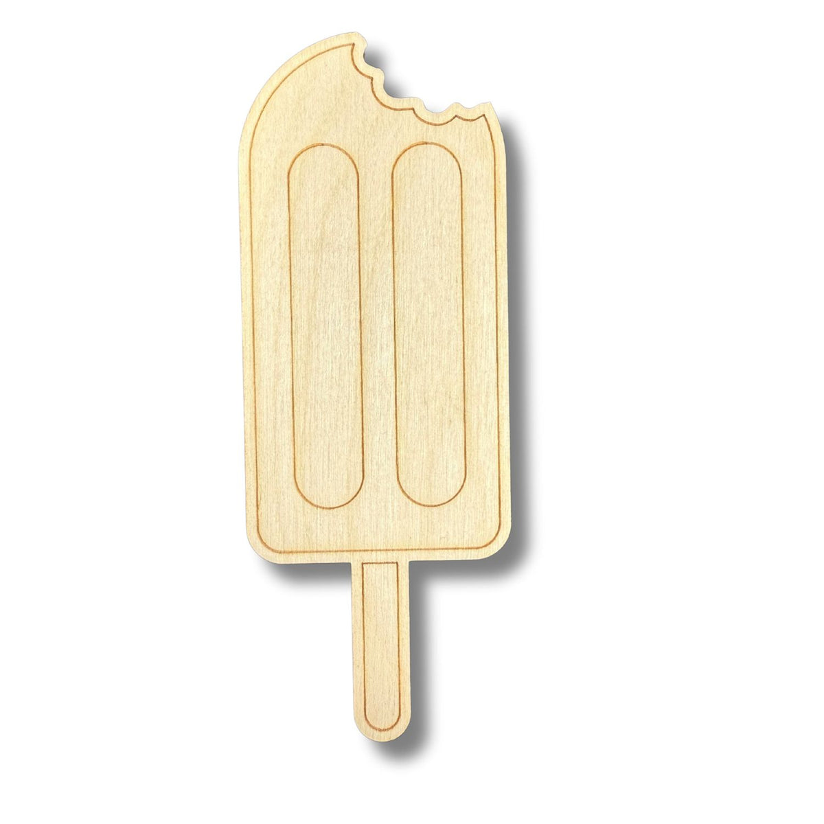 Unfinished Wood Etched Popsicle With Bite Shape | Paint By Line Crafts ...
