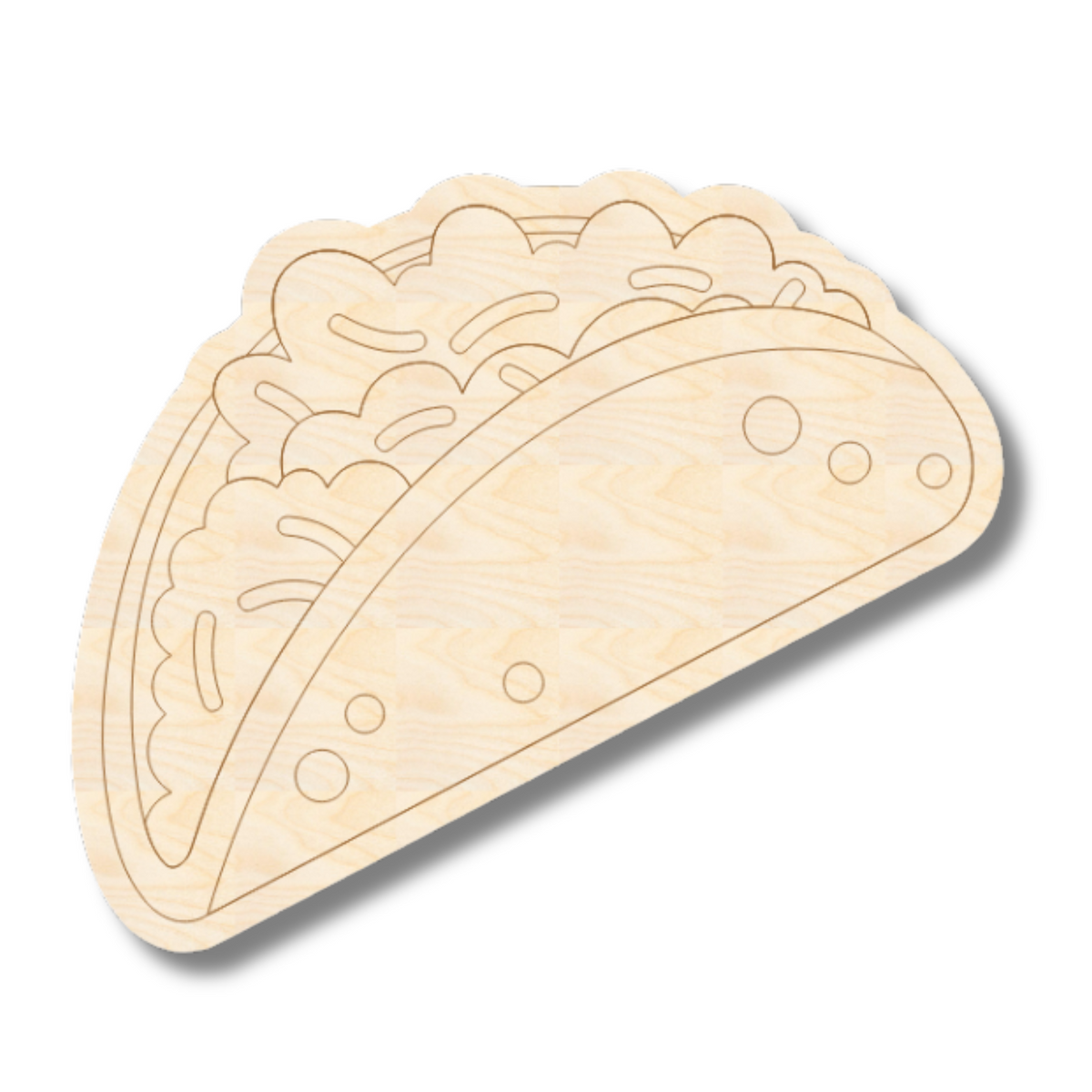 Unfinished Wood Etched Taco Shape | Paint By Line Crafts | up to 30" D ...