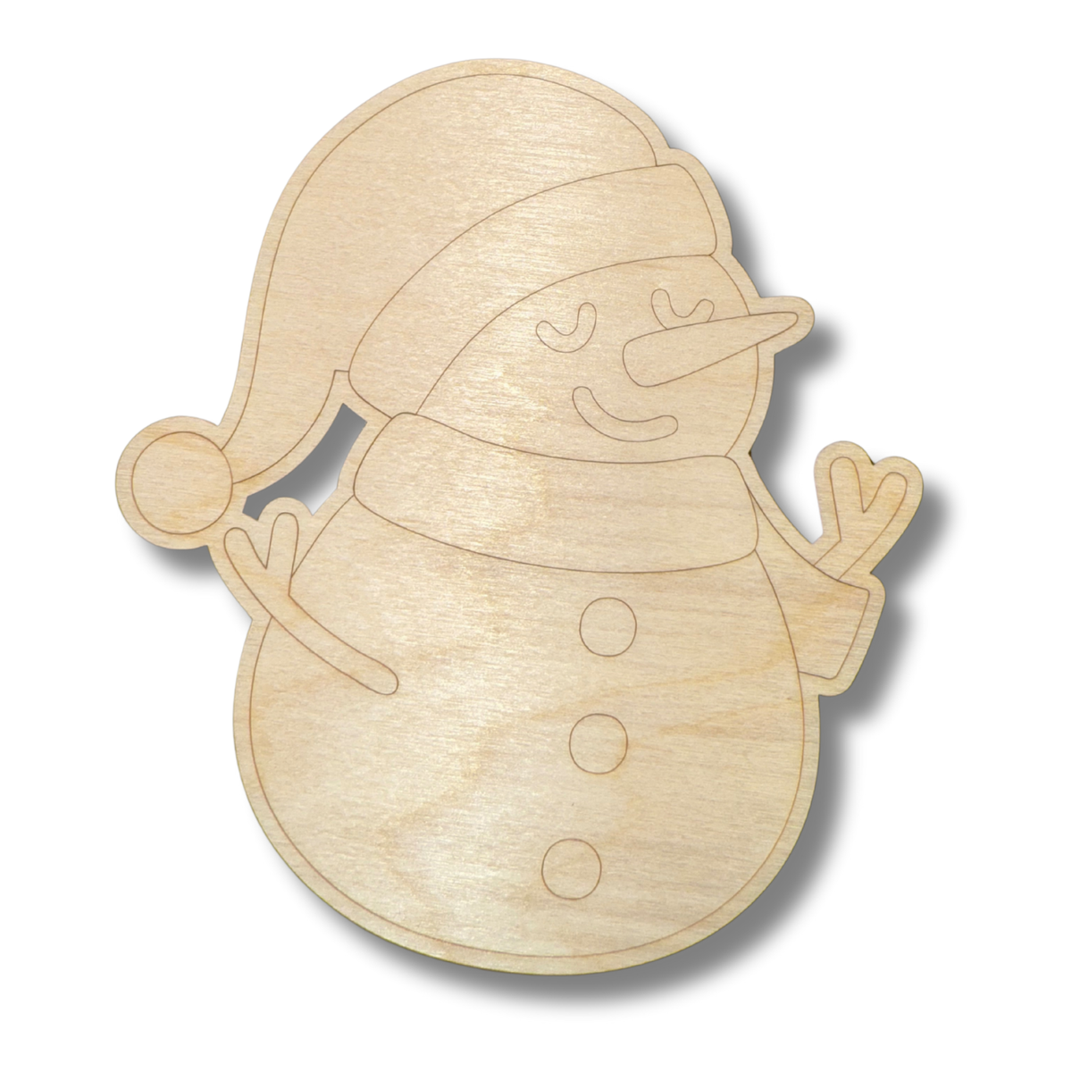 Unfinished Wood Etched Cute Snowman Shape | Paint By Line Crafts | up ...