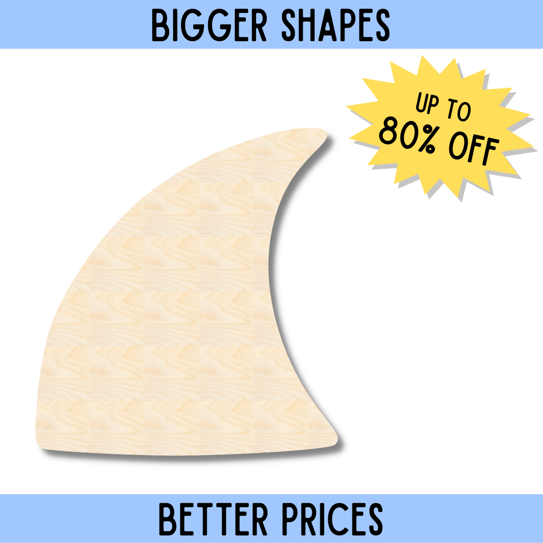 Bigger Better | Unfinished Wood Shark Fin Shape | DIY Craft Cutout ...