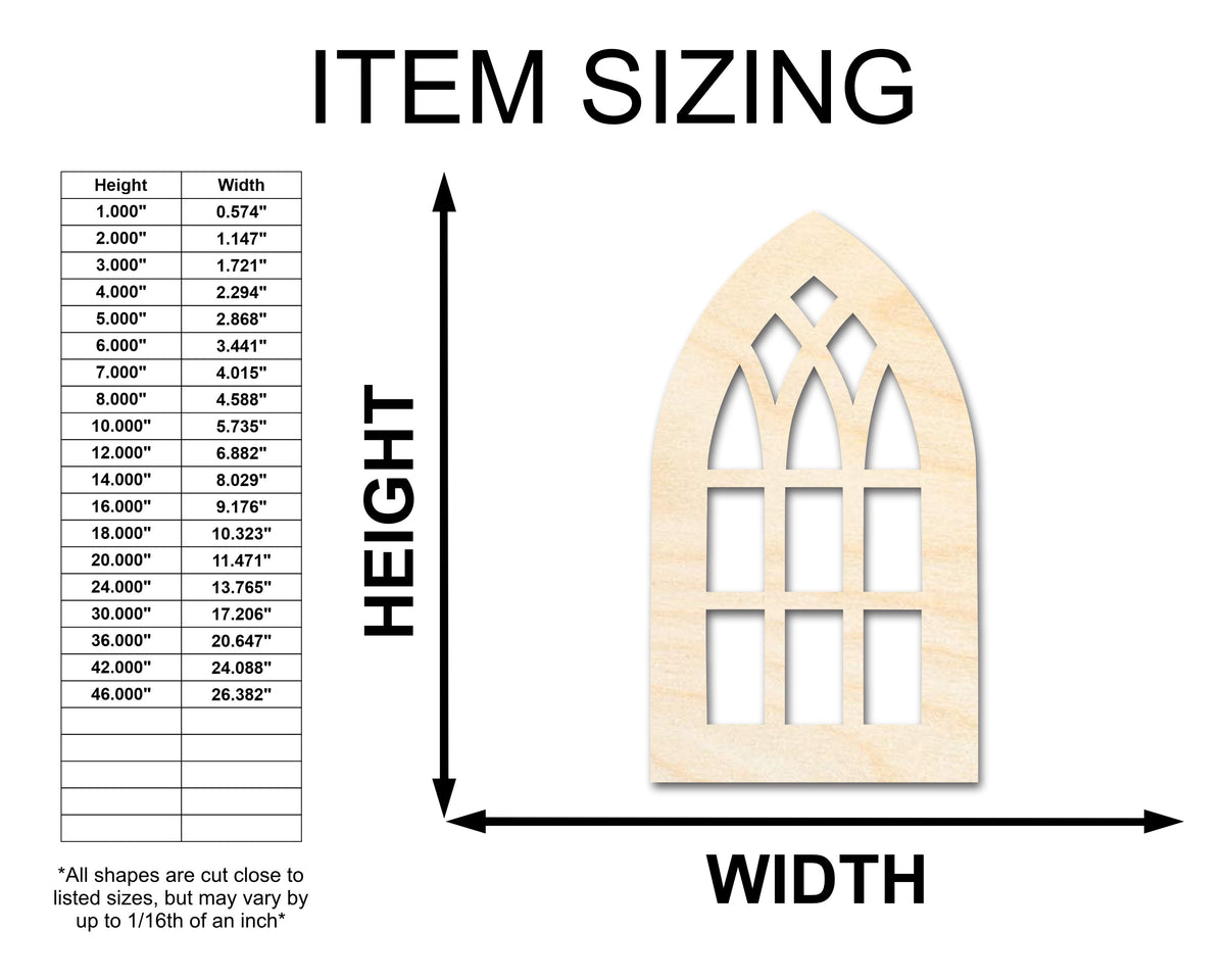 Unfinished Wood Gothic Window Shape | Craft Cutout | up to 46" DIY – 24 ...