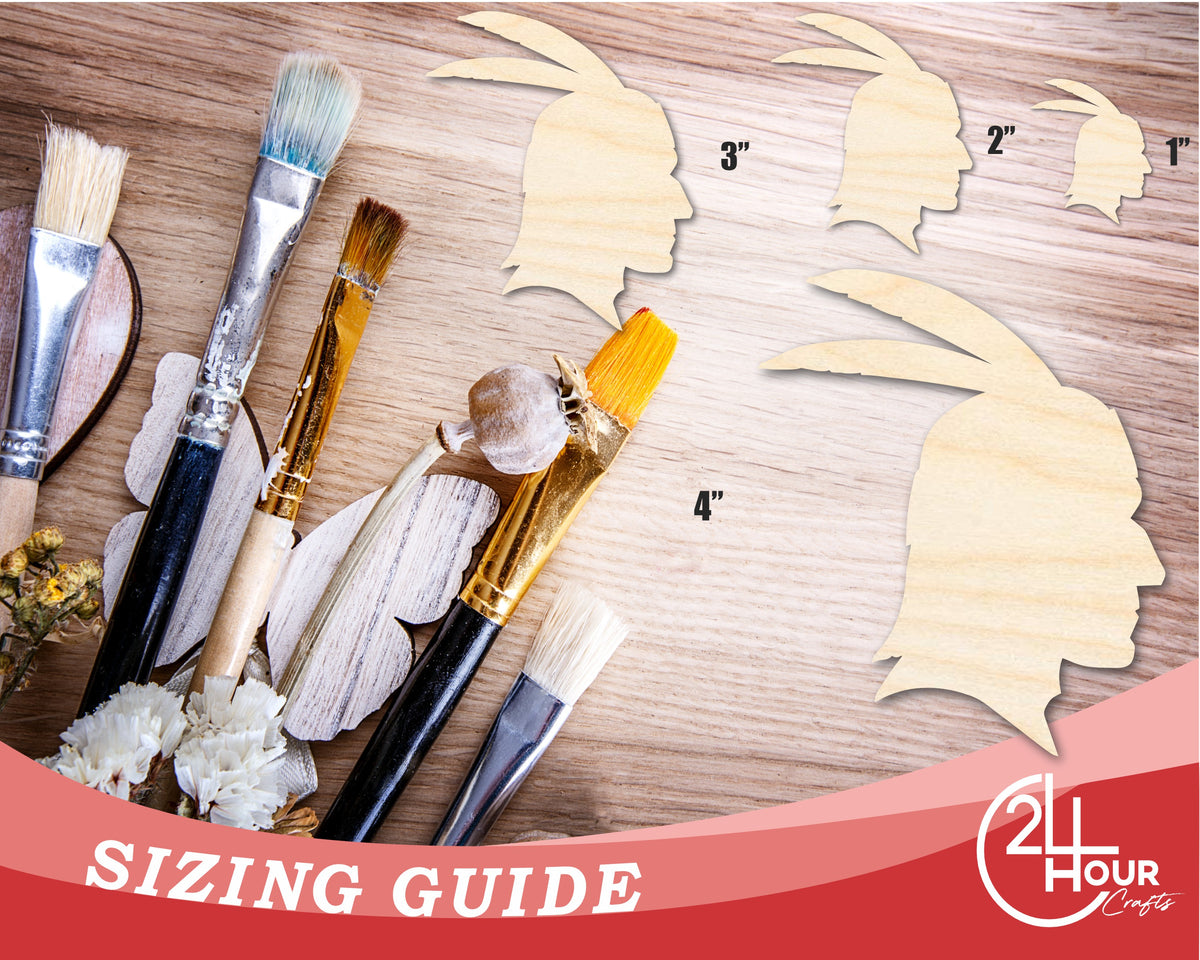 Unfinished Wood Native American Head Profile Silhouette | DIY Native A ...