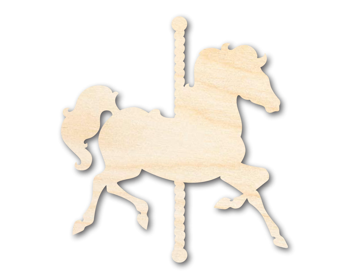 Unfinished Wood Carousel Horse Shape | Amusement Park | Craft Cutout ...