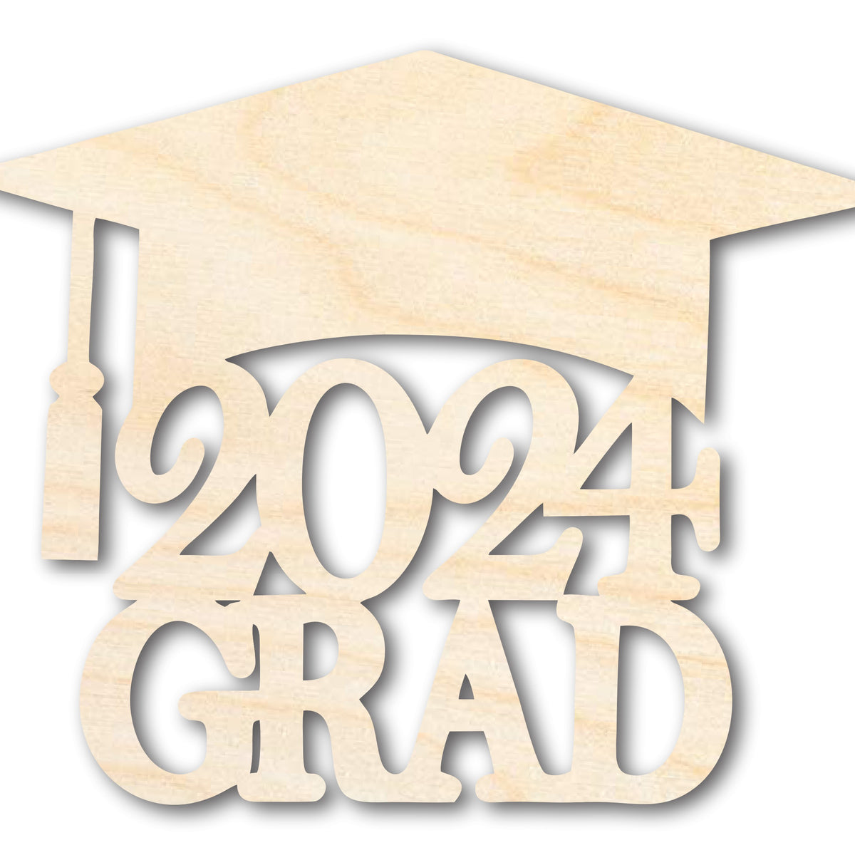 Unfinished 2024 Grad Graduation Cap Shape | DIY Craft Cutout | up to 4 ...