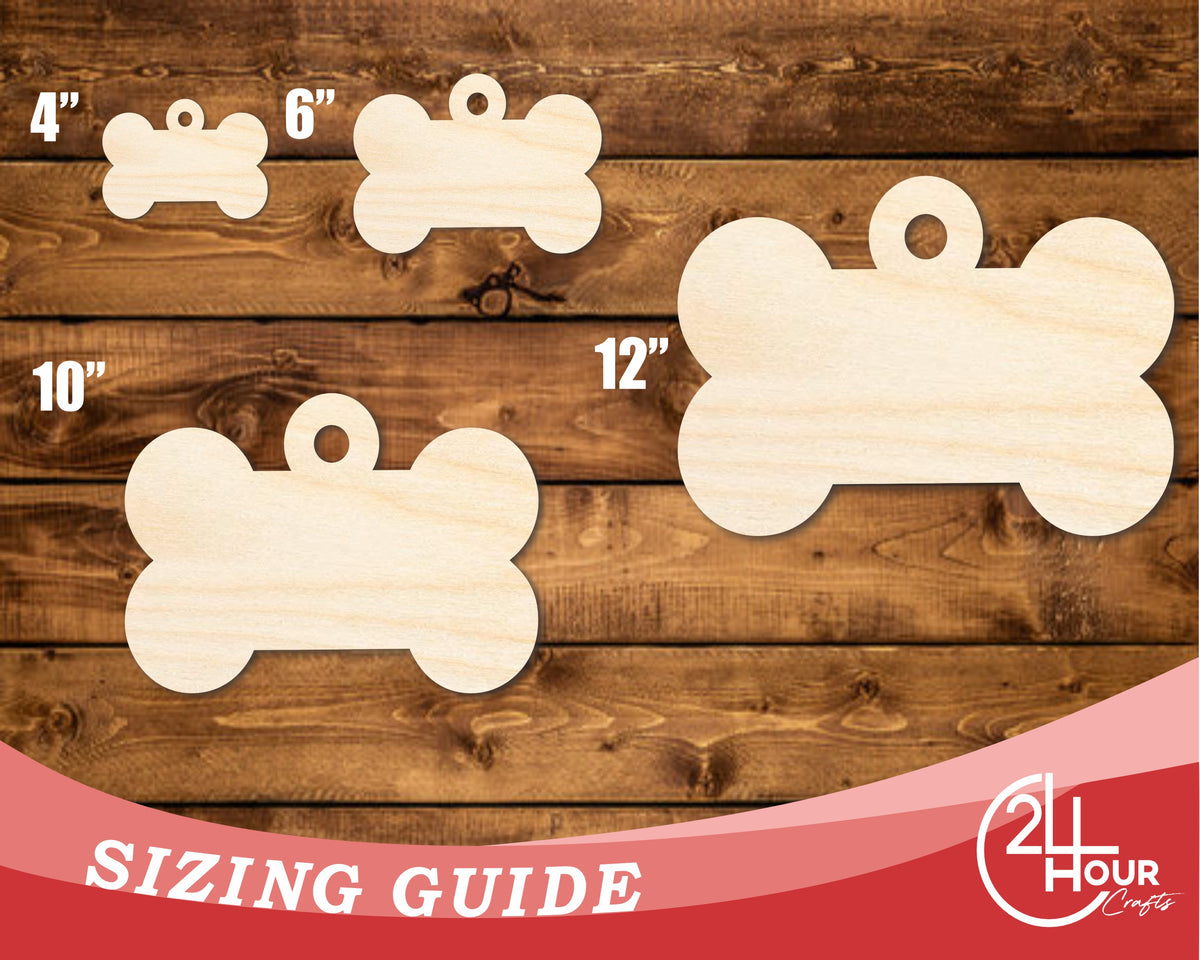 Unfinished Wood Bone Dog Tag Shape | DIY Craft Cutout | up to 46" DIY ...