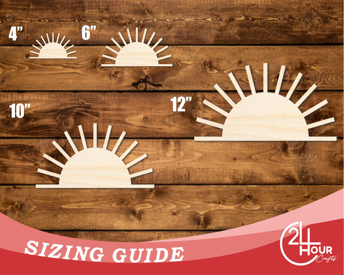 Unfinished Wood Boho Half Sun Shape | DIY Craft Cutout | up to 46" DIY ...