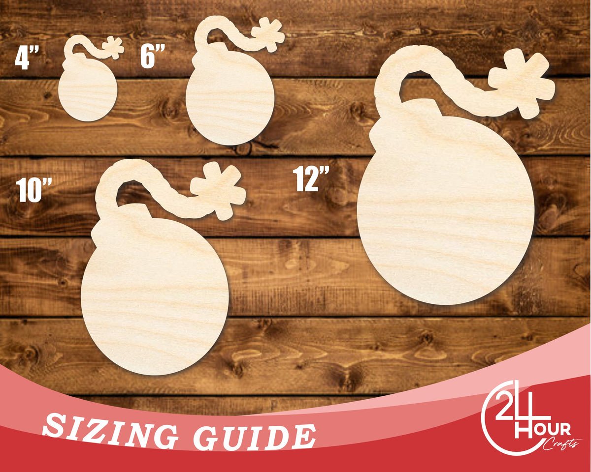 Unfinished Wood Cartoon Bomb Shape | DIY Craft Cutout | up to 46" DIY ...