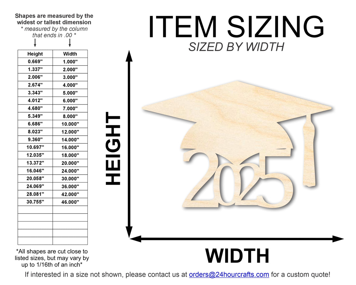Unfinished Wood Grad Cap 2025 Shape | DIY Craft Cutout | up to 46" DIY ...