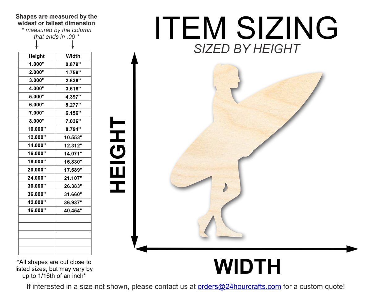 Unfinished Wood Surfer Girl Shape | DIY Craft Cutout | up to 46" DIY ...