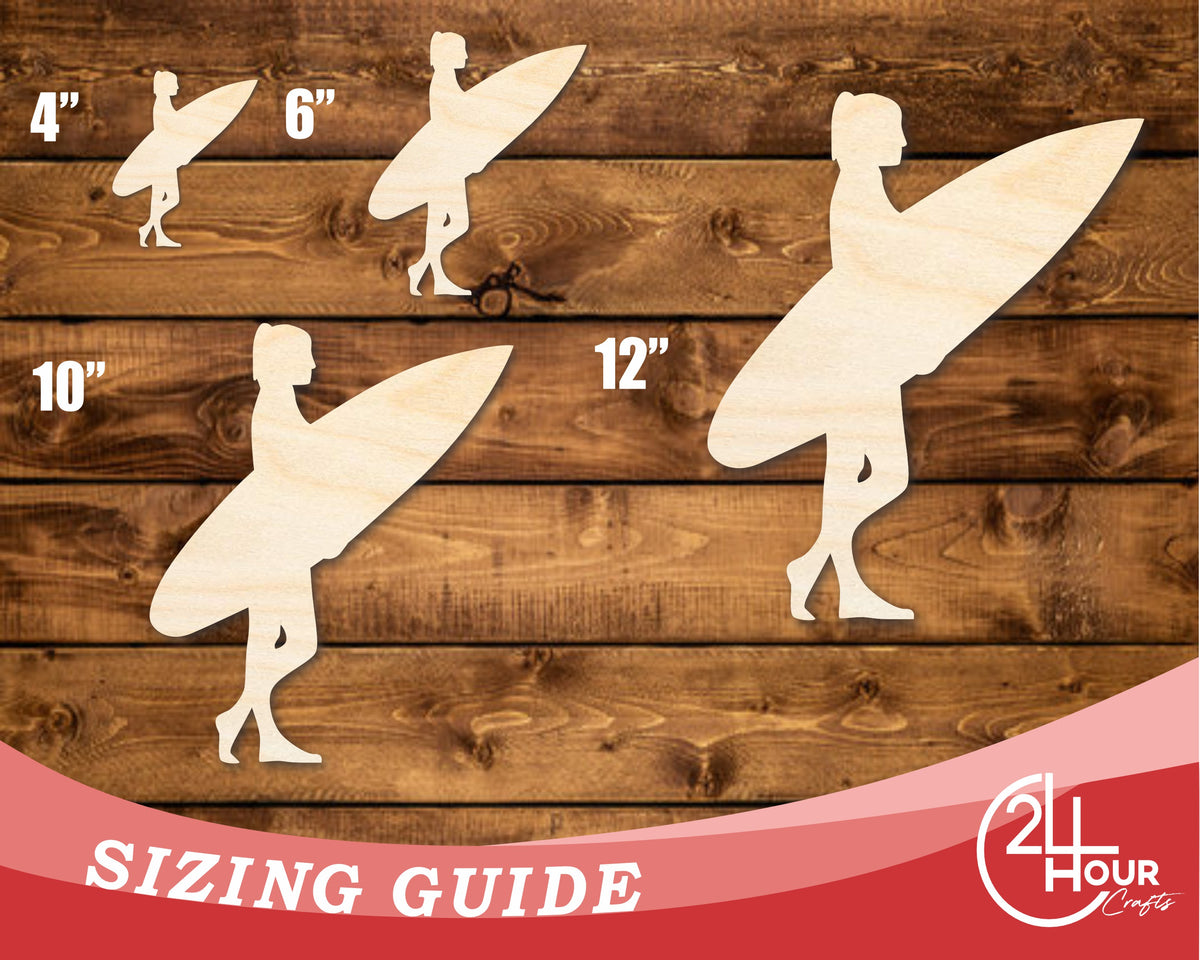 Unfinished Wood Surfer Girl Shape | DIY Craft Cutout | up to 46" DIY ...