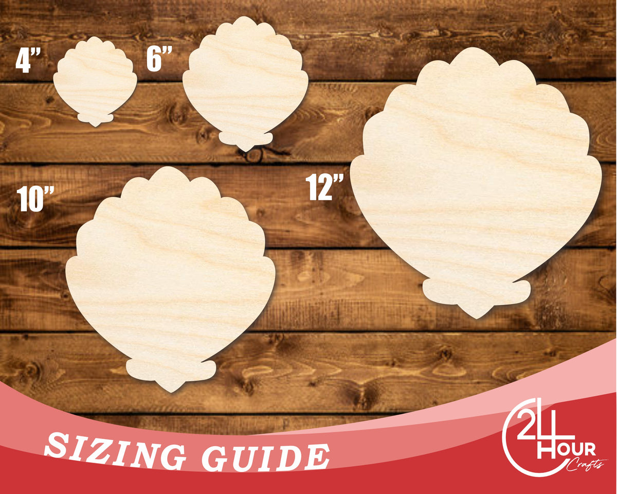 Unfinished Wood Clam Sea Shell Shape | DIY Craft Cutout | up to 46" DI ...