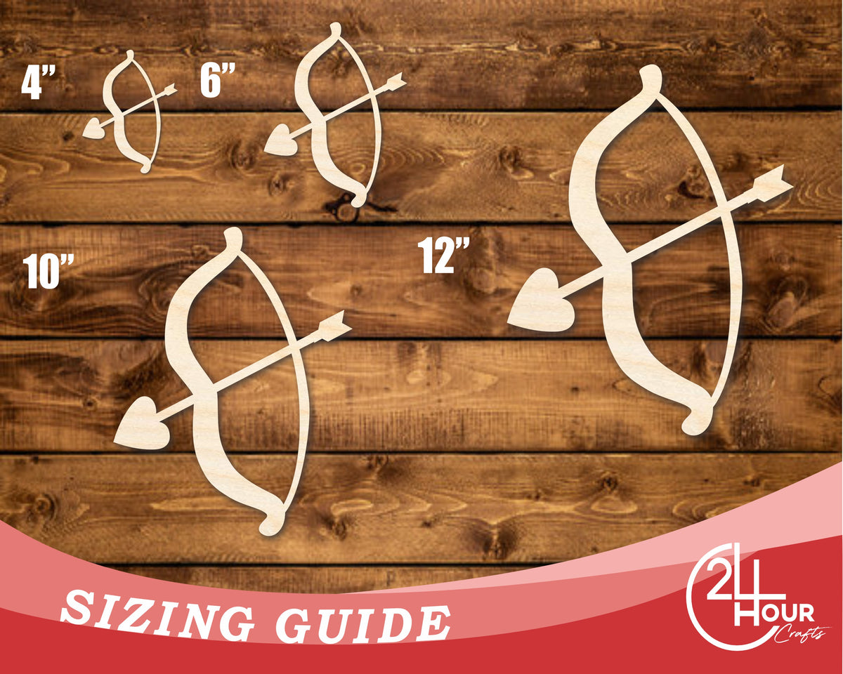 Unfinished Wood Heart Bow and Arrow Shape | DIY Craft Cutout | up to 4 ...
