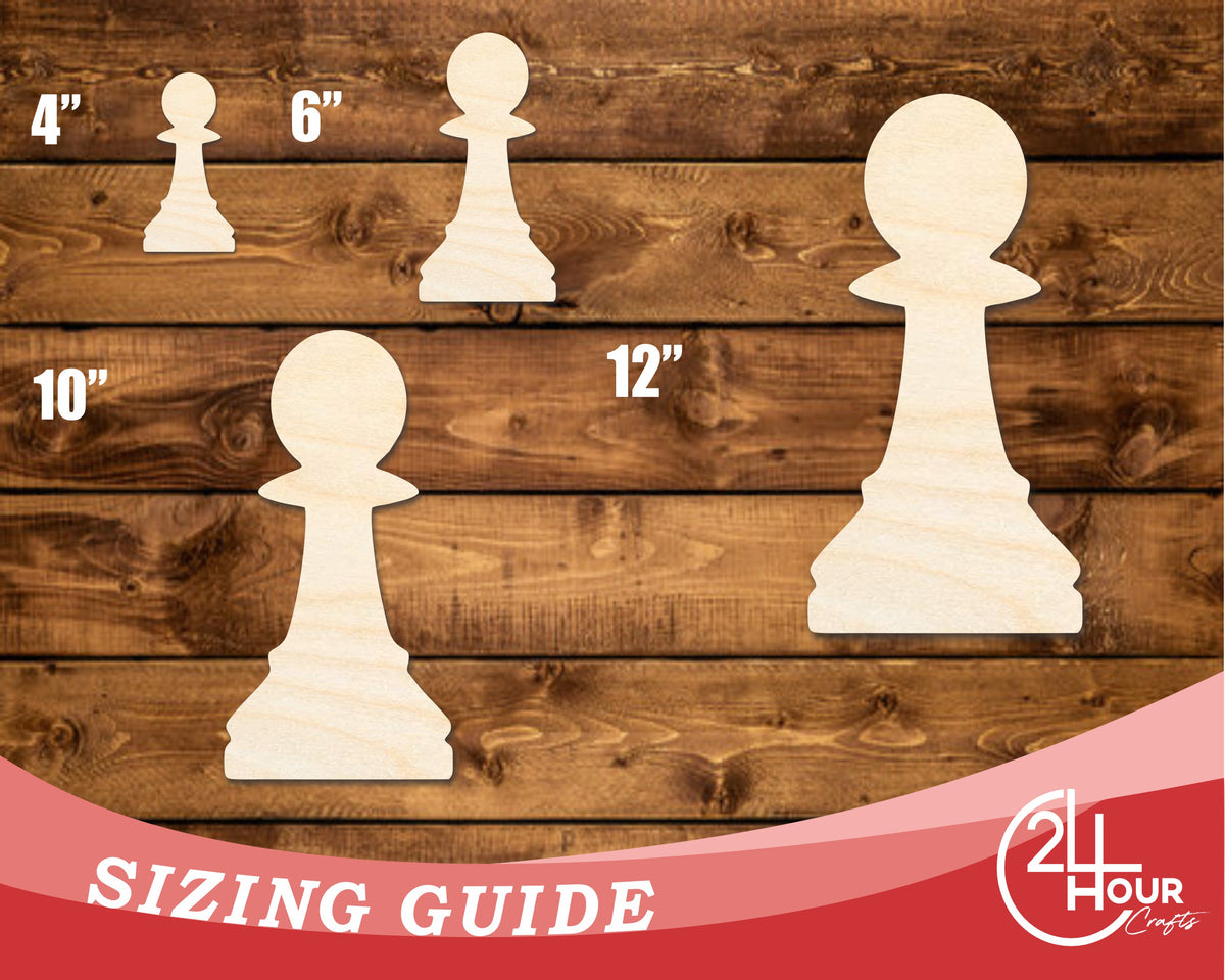 Unfinished Wood Pawn Chess Piece Shape | DIY Craft Cutout | up to 46 ...