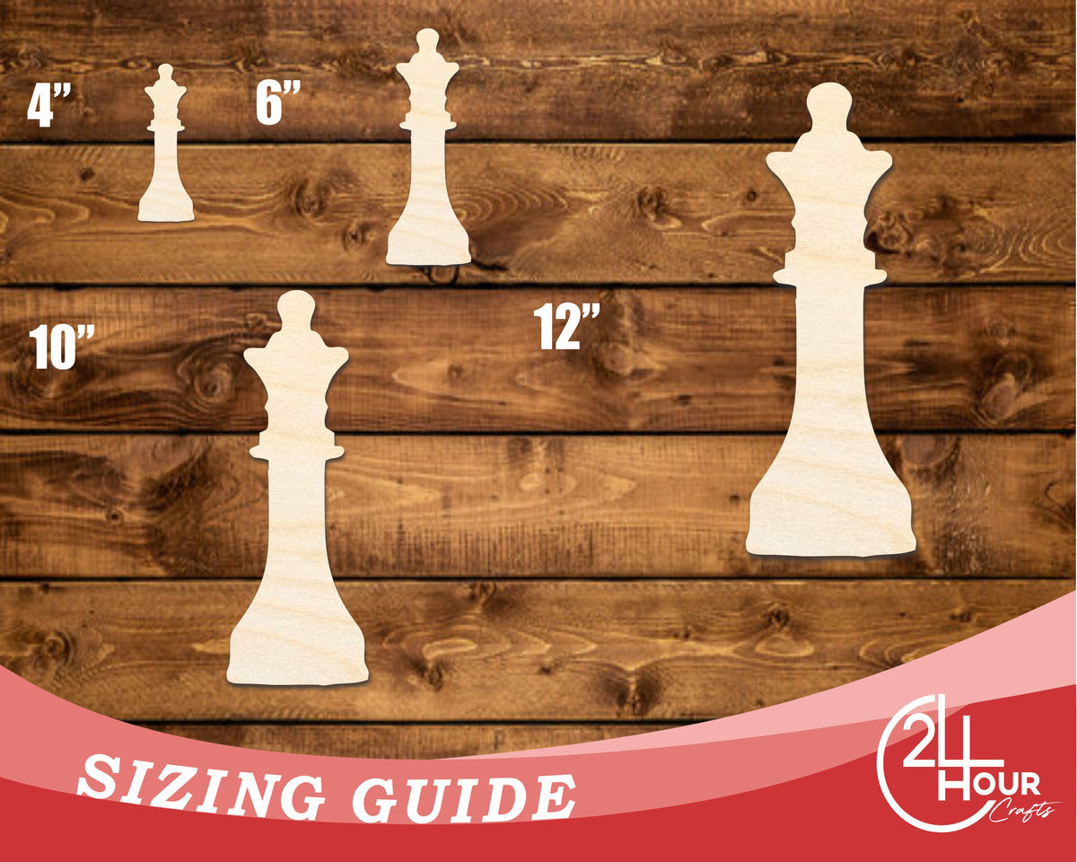 Unfinished Wood Queen Chess Piece Shape | DIY Craft Cutout | up to 46 ...