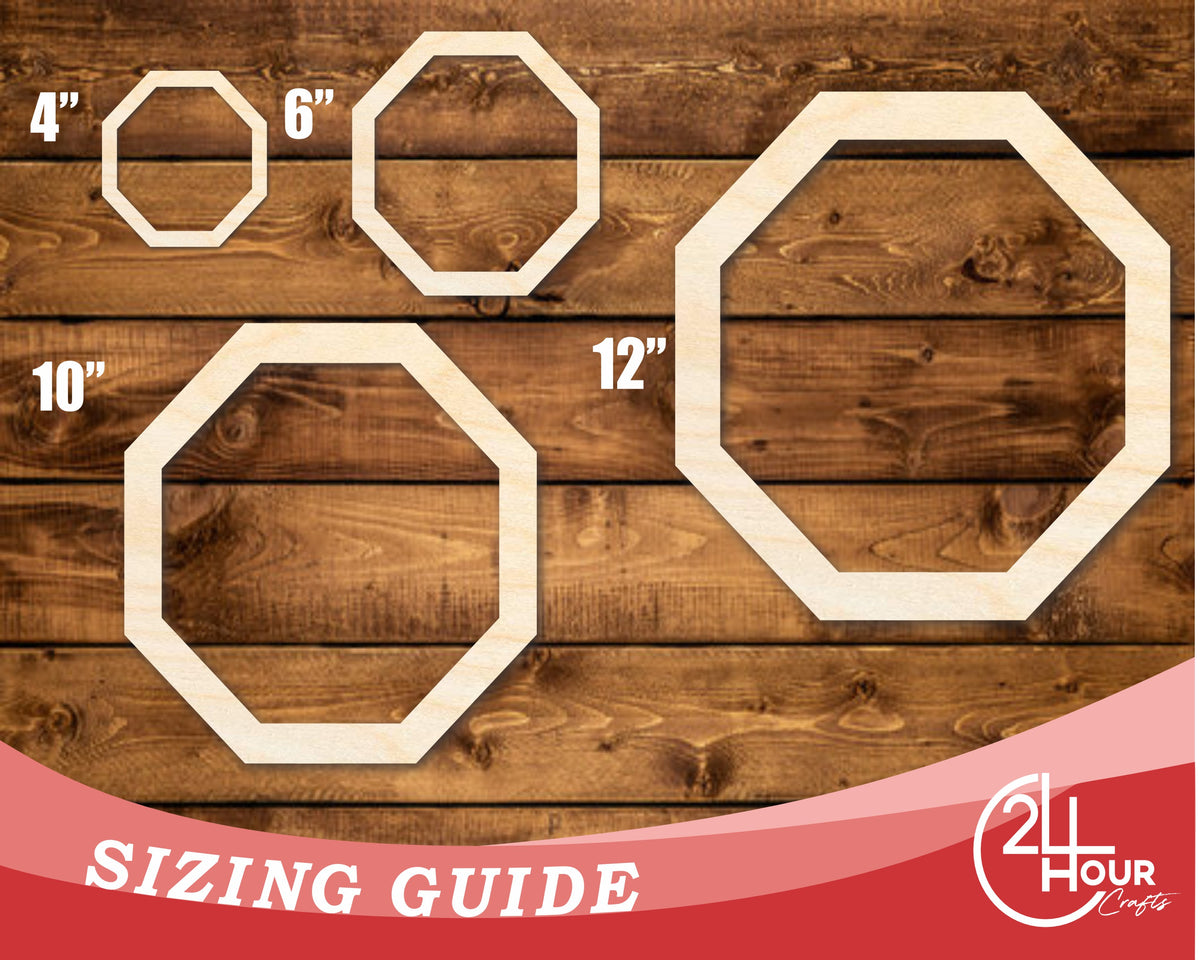 Unfinished Wood Octagon Outline Shape | DIY Craft Cutout | up to 46" D ...