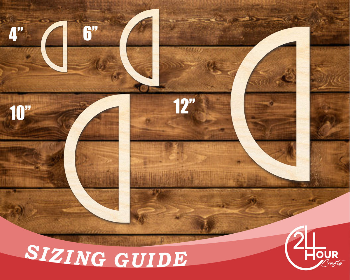 Unfinished Wood Half Circle Outline Shape | DIY Craft Cutout | up to 4 ...