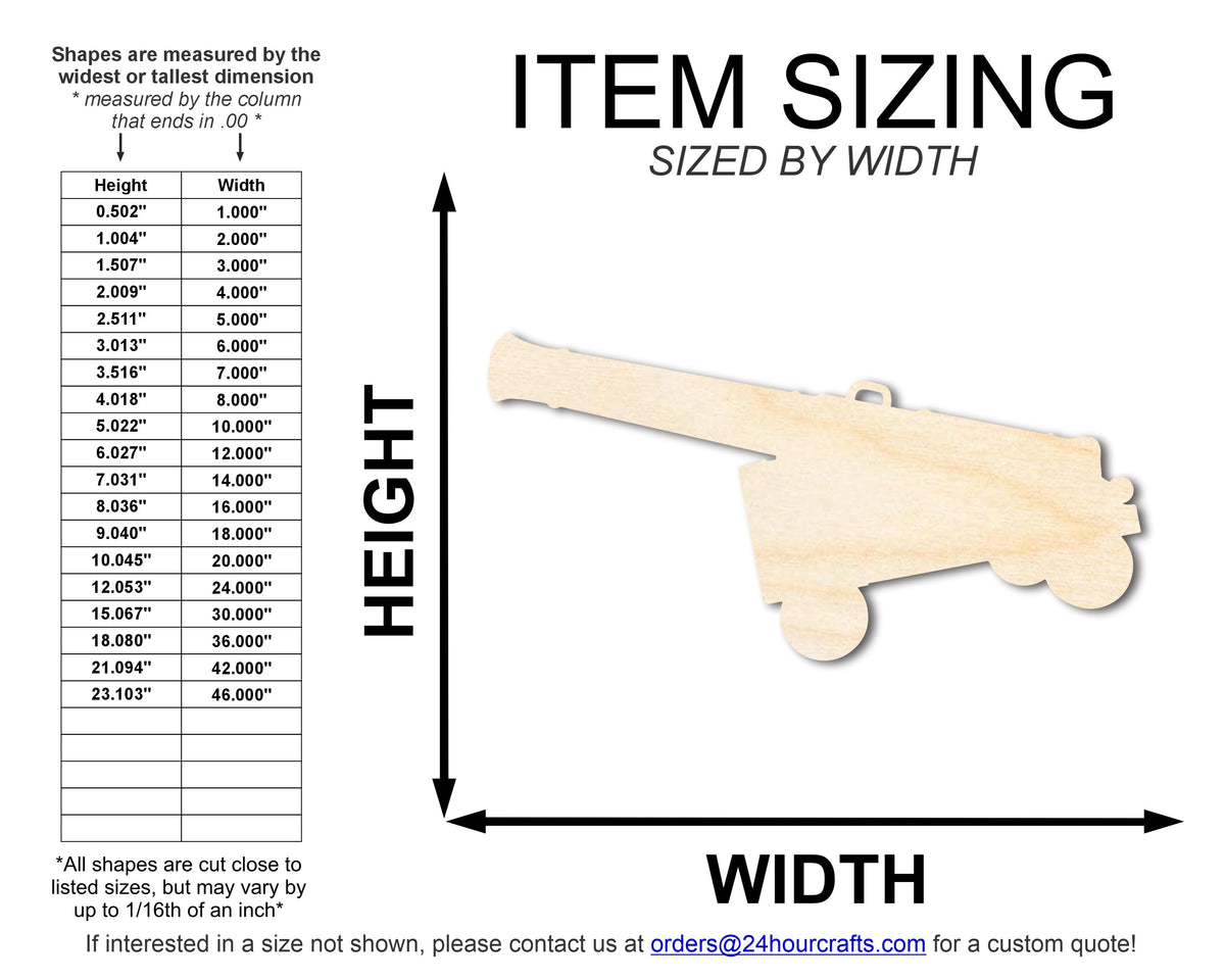 Unfinished Wood Cannon Shape | DIY Craft Cutout | up to 46" DIY – 24 ...