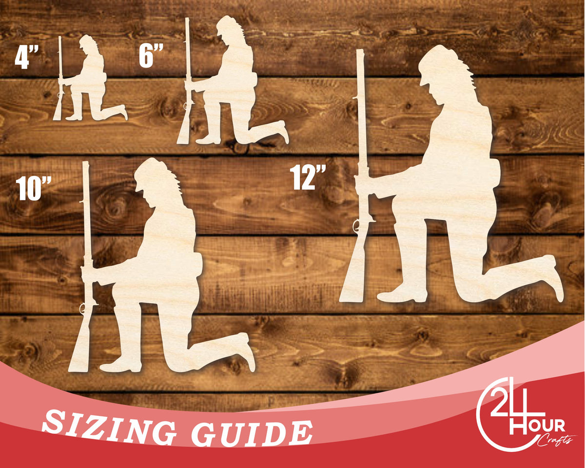 Unfinished Wood Kneeling Soldier Shape | DIY Craft Cutout | up to 46 ...