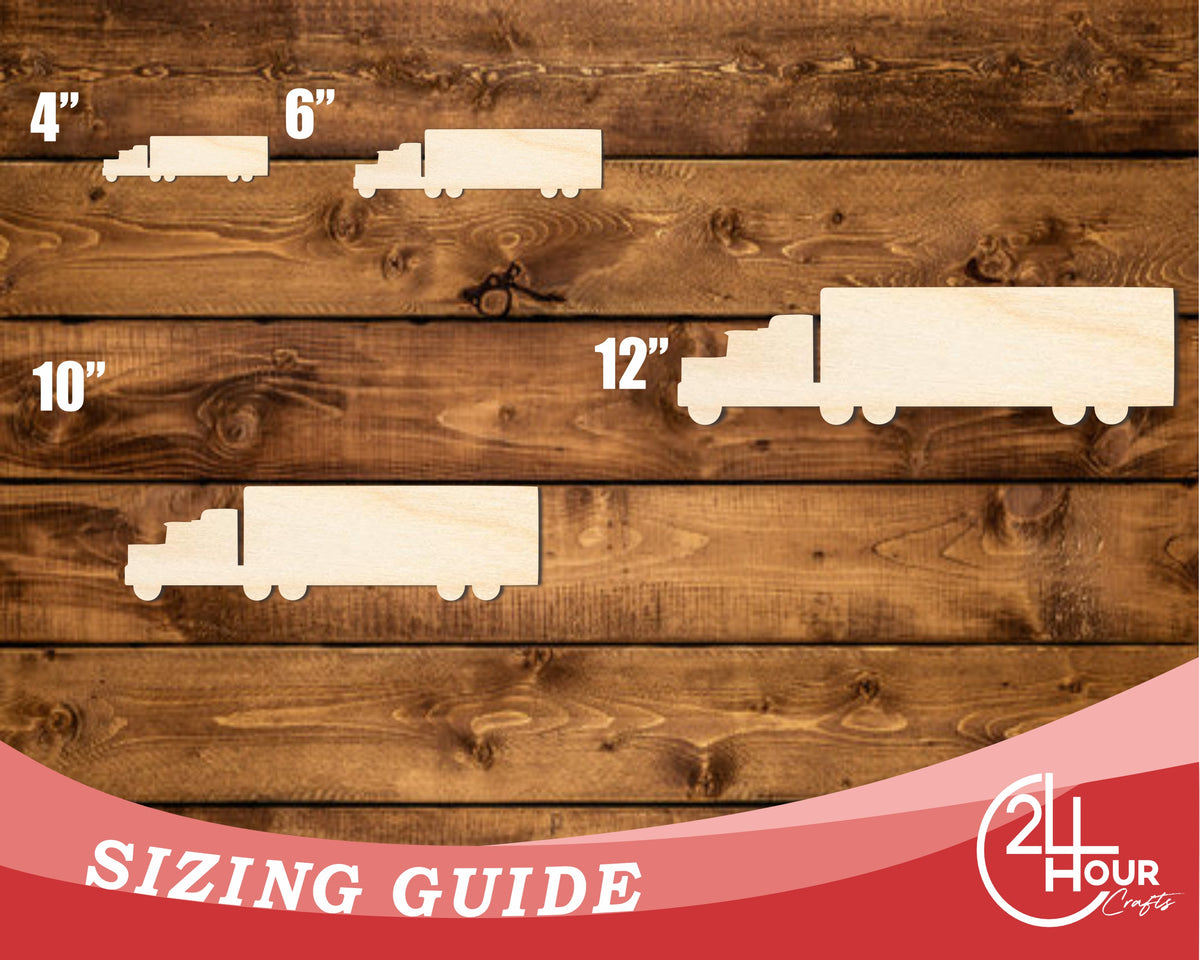 Unfinished Wood Semi Truck Shape | DIY Craft Cutout | up to 46" DIY ...