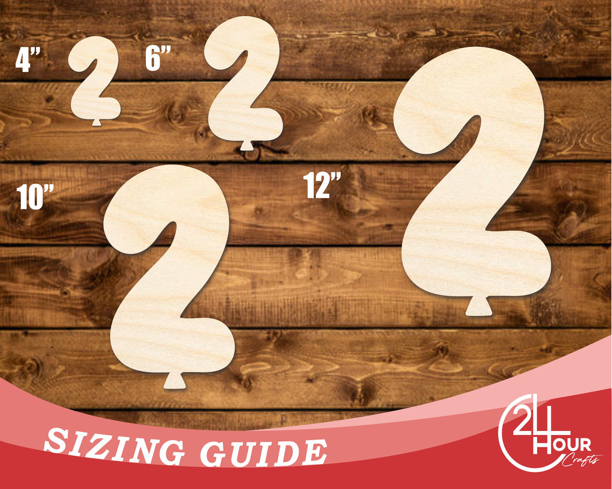 Unfinished Wood Balloon Number 2 Shape | DIY Craft Cutout | up to 46 ...