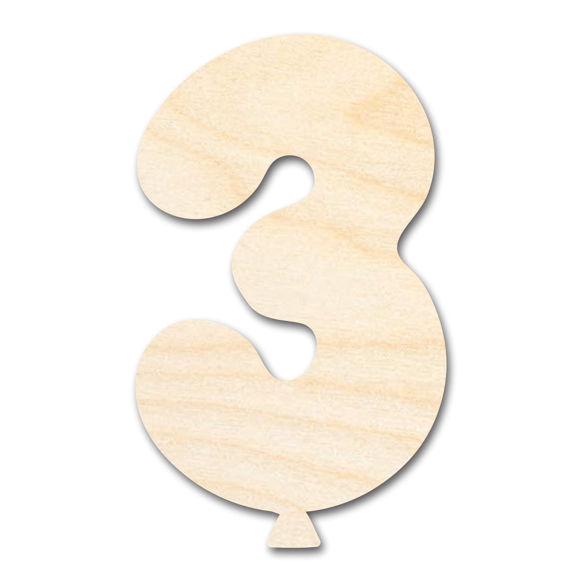 Unfinished Wood Balloon Number 3 Shape | DIY Craft Cutout | up to 46 ...