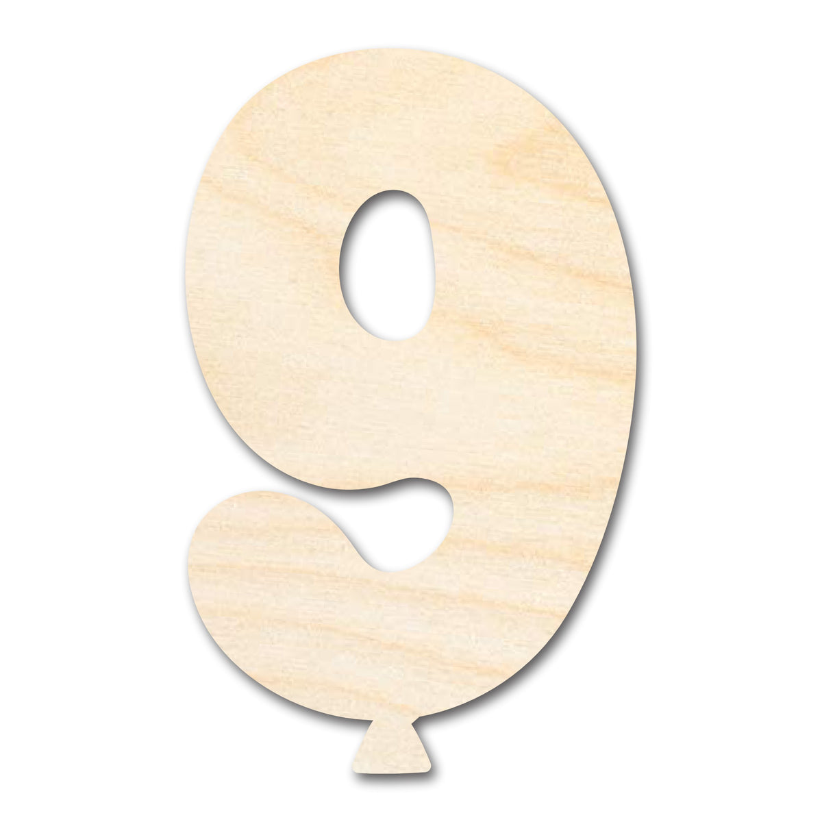Unfinished Wood Balloon Number 9 Shape | DIY Craft Cutout | up to 46 ...