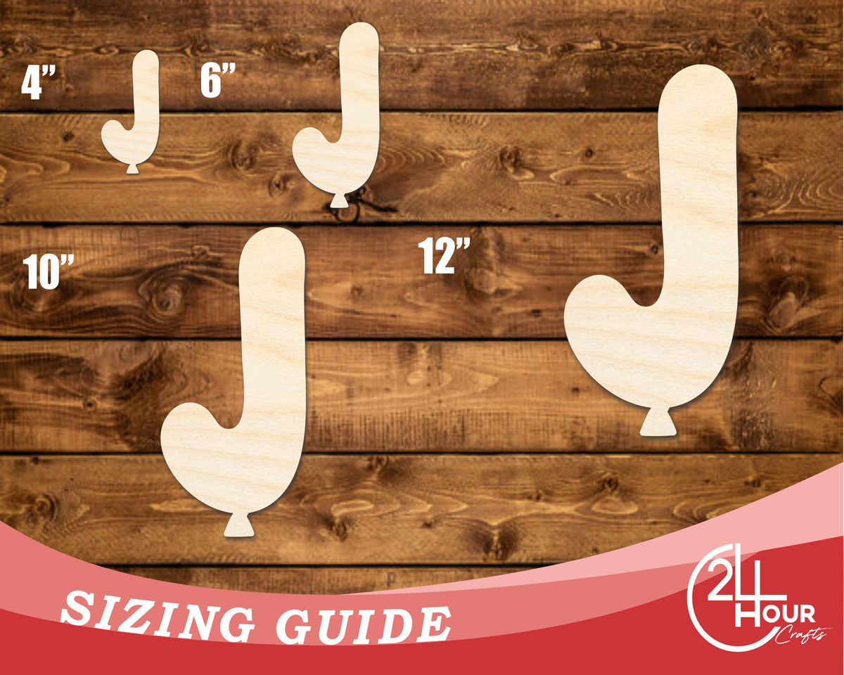 Unfinished Wood Balloon Letter J Shape | DIY Craft Cutout | up to 46 ...