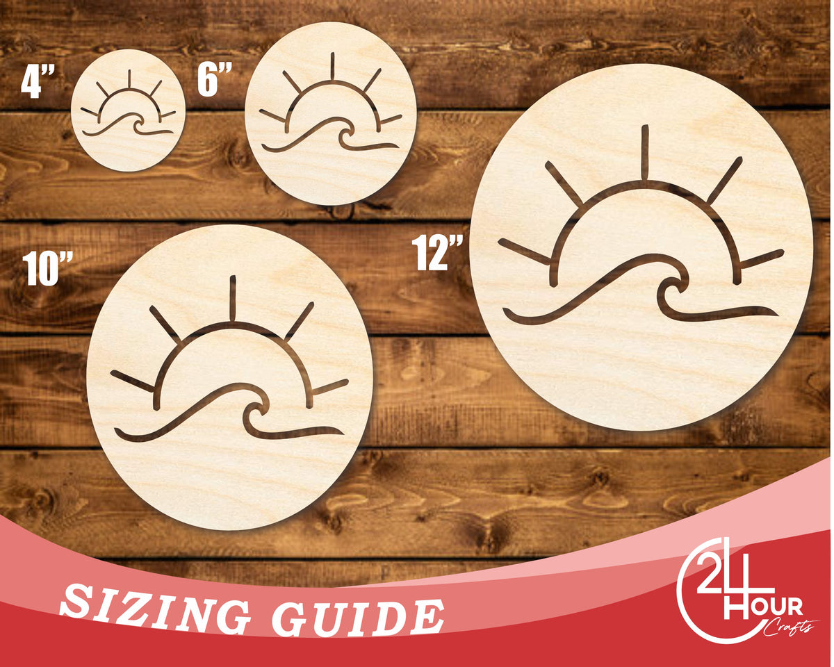 Unfinished Wood Ocean Wave and Sun Cutout Shape | DIY Craft Cutout | u ...