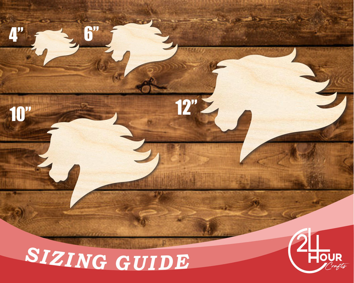 Unfinished Wood Mustang Mascot Shape | DIY Craft Cutout | up to 46" DI ...