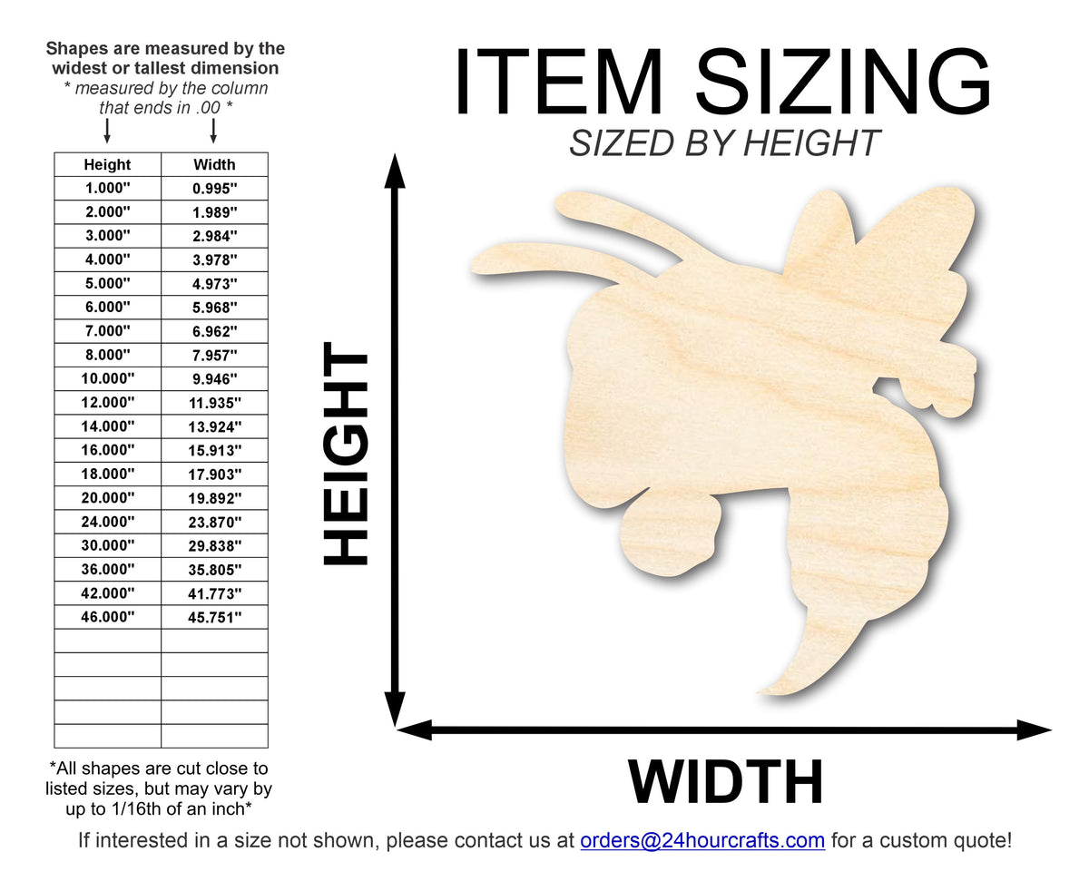 Unfinished Wood Hornet Mascot Shape | DIY Craft Cutout | up to 46" DIY ...