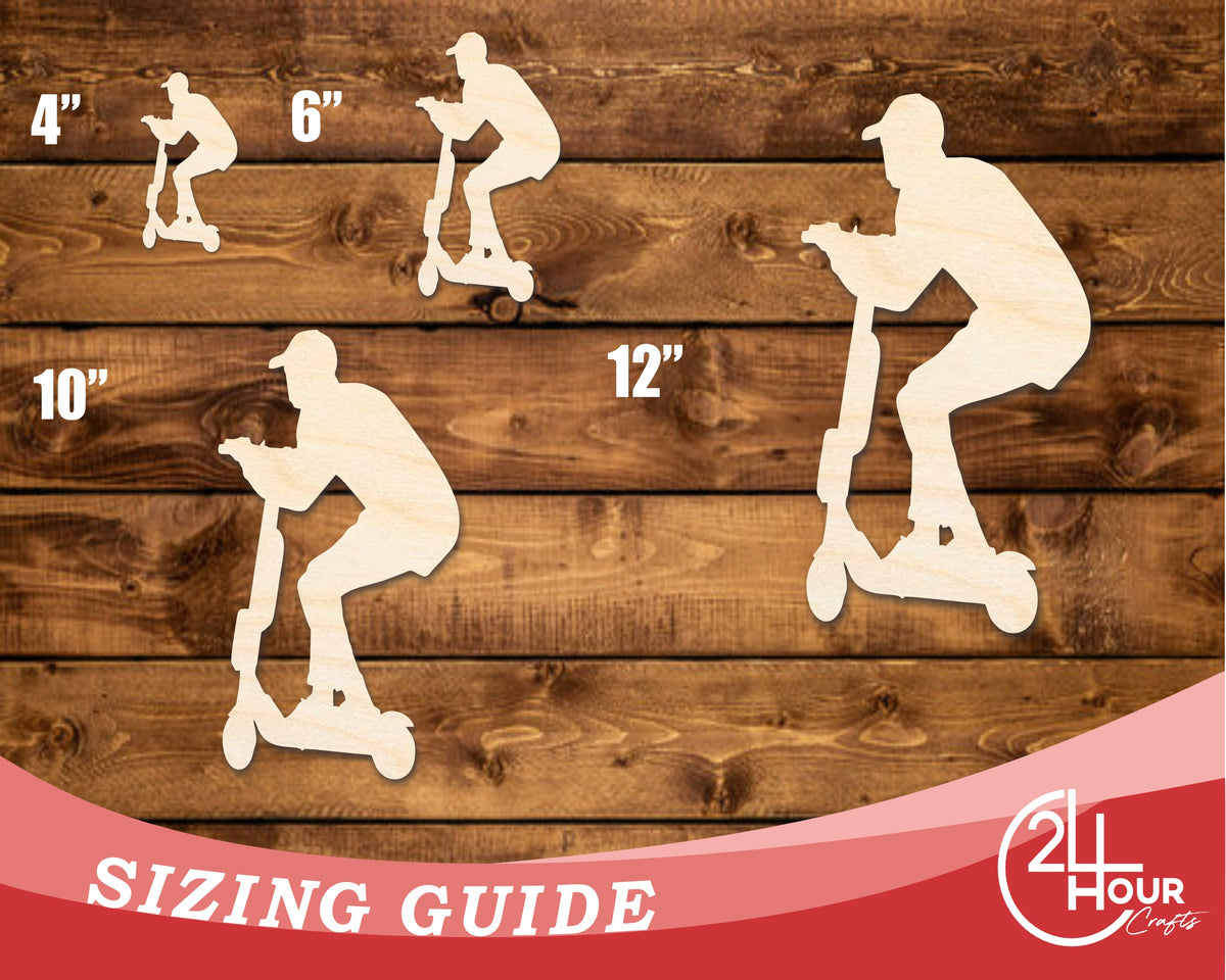 Unfinished Wood Riding Scooter Shape | DIY Craft Cutout | up to 46" DI ...