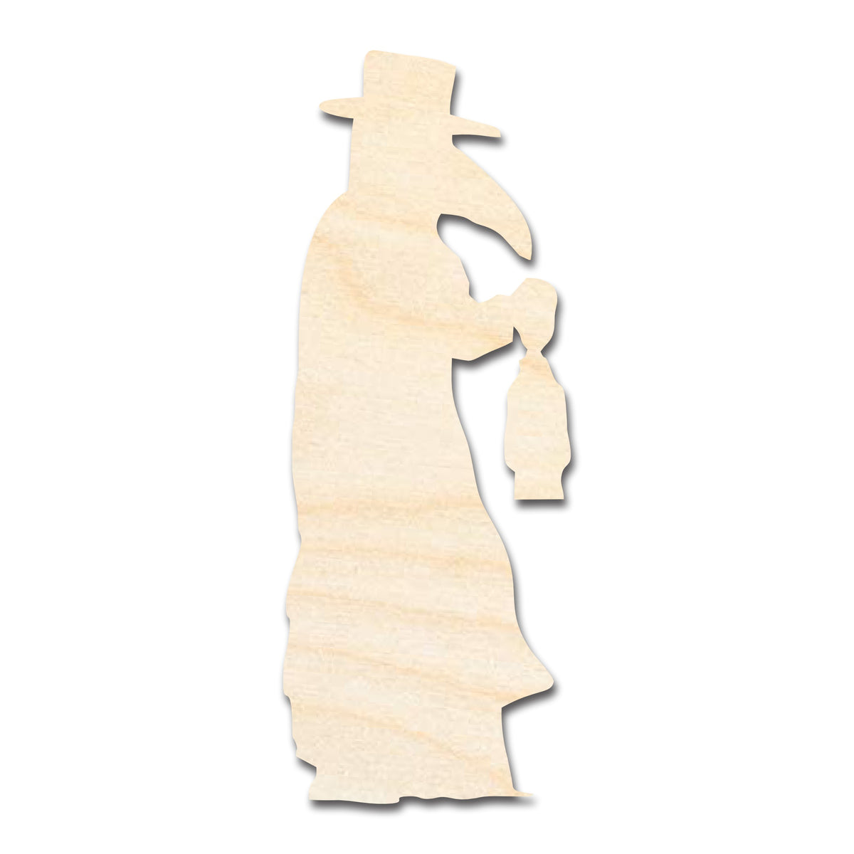 Unfinished Wood Plague Doctor With Lantern Shape | DIY Craft Cutout ...