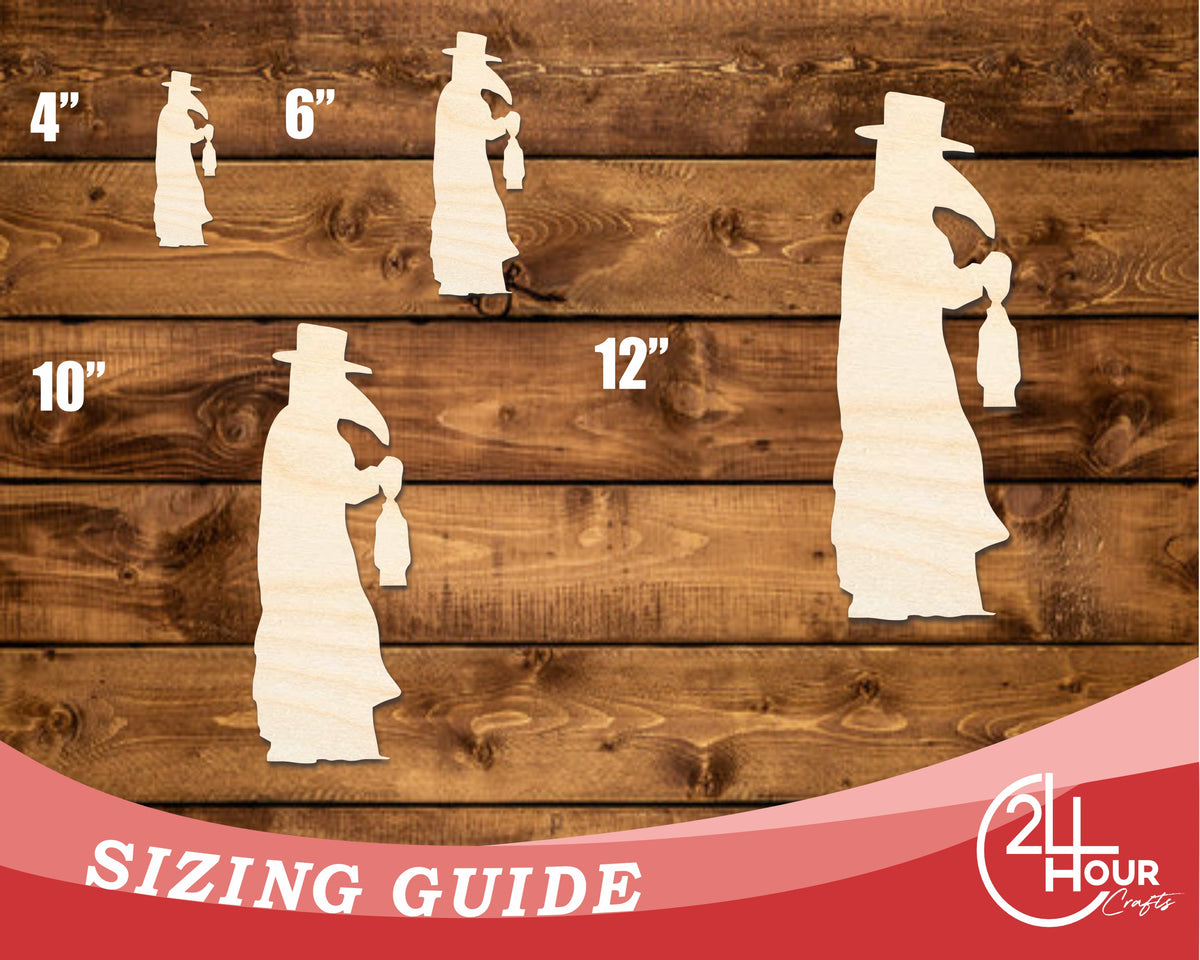 Unfinished Wood Plague Doctor With Lantern Shape | DIY Craft Cutout ...