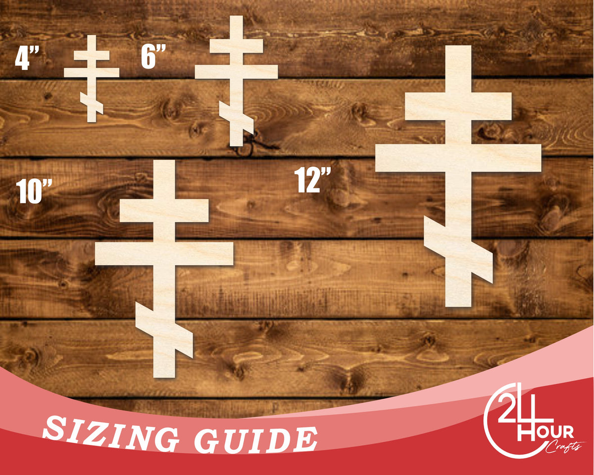 Unfinished Wood Orthodox Cross Shape | DIY Craft Cutout | up to 46" DI ...