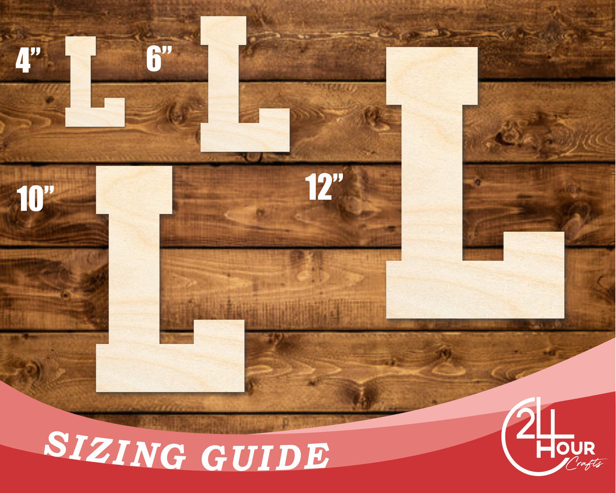Unfinished Wood Varsity Team Font - L Shape | DIY Craft Cutout | up to ...