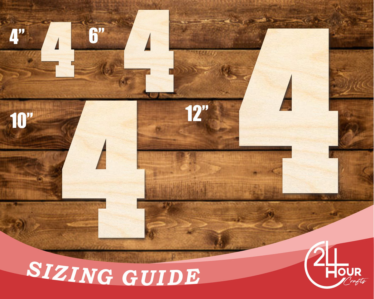 Unfinished Wood Varisty Number Four Shape | DIY Craft Cutout | up to 4 ...