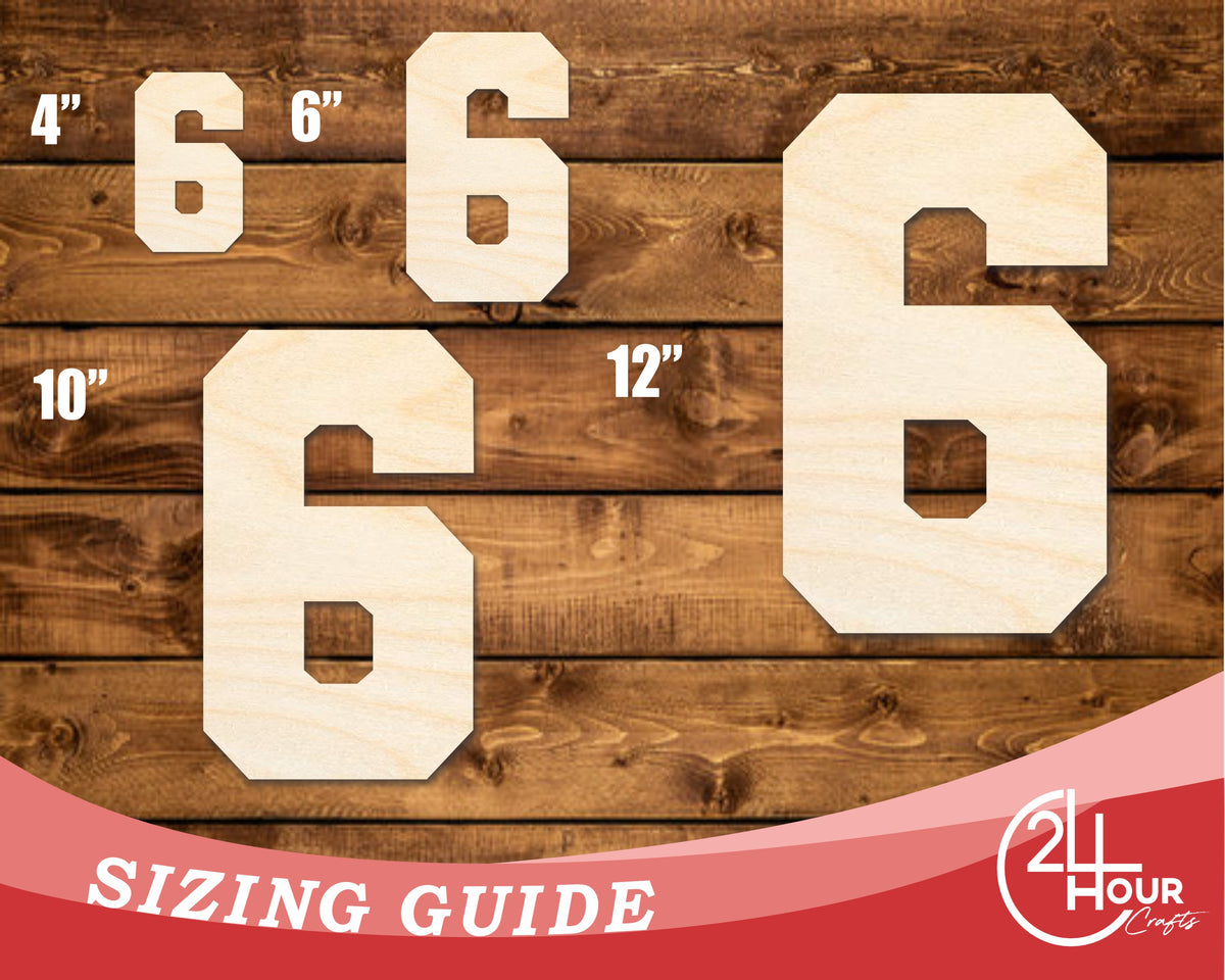 Unfinished Wood Varisty Number Six Shape | DIY Craft Cutout | up to 46 ...