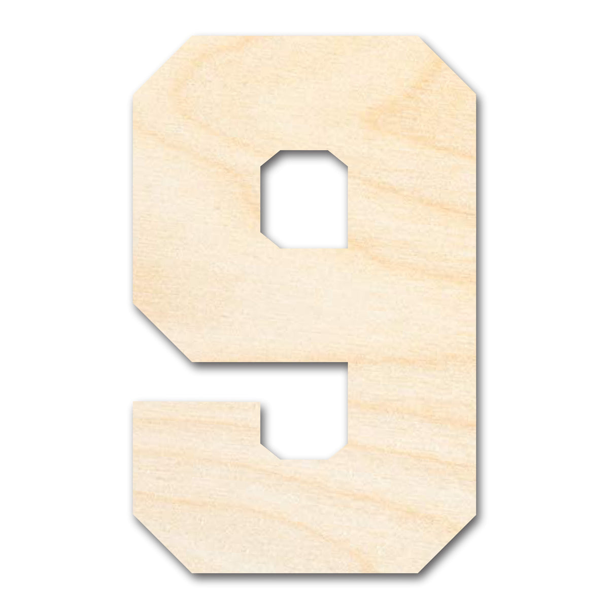 Unfinished Wood Varisty Number Nine Shape | DIY Craft Cutout | up to 4 ...
